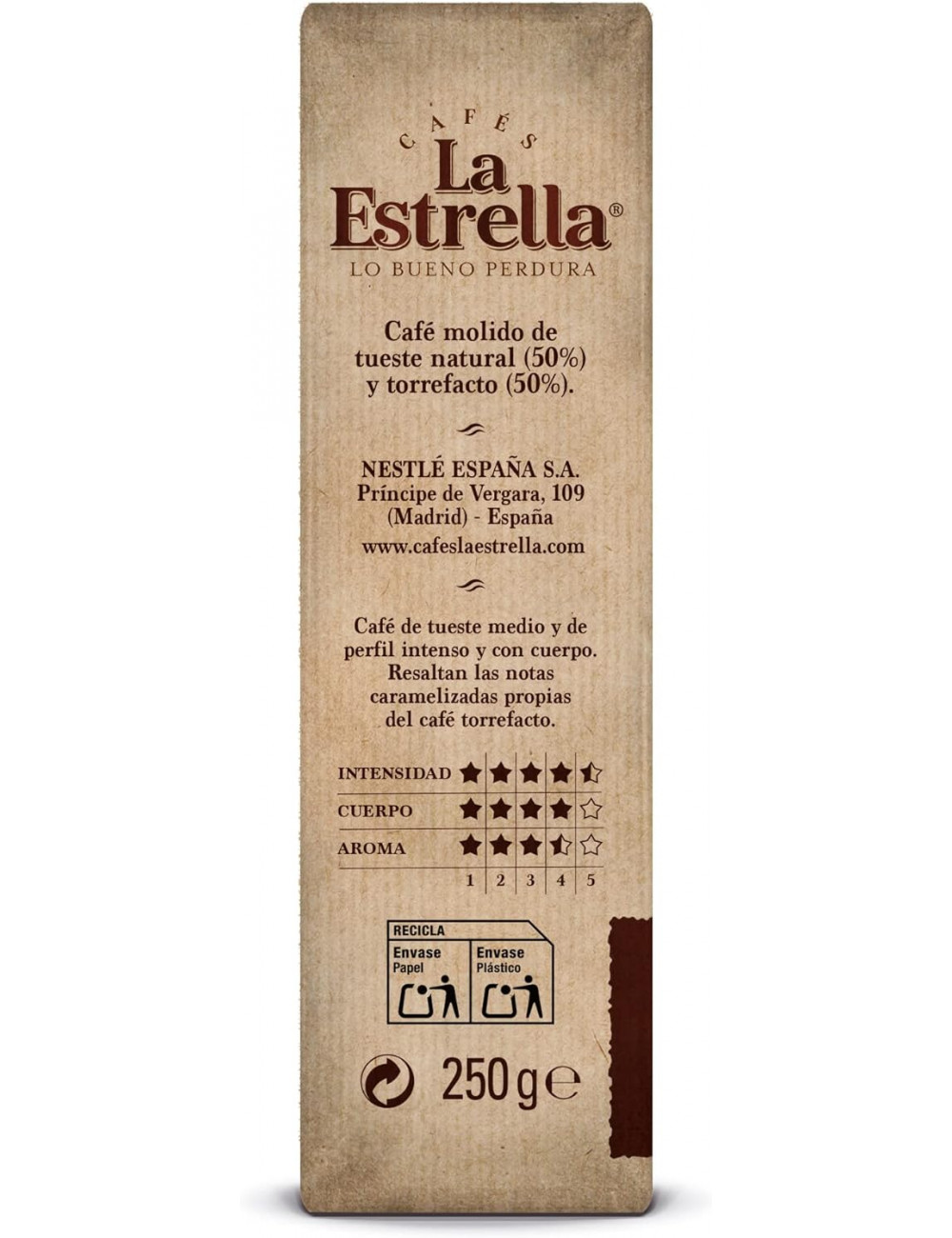 La Estrella Café Molido Mezcla Intensa 250g, 4 paquetes