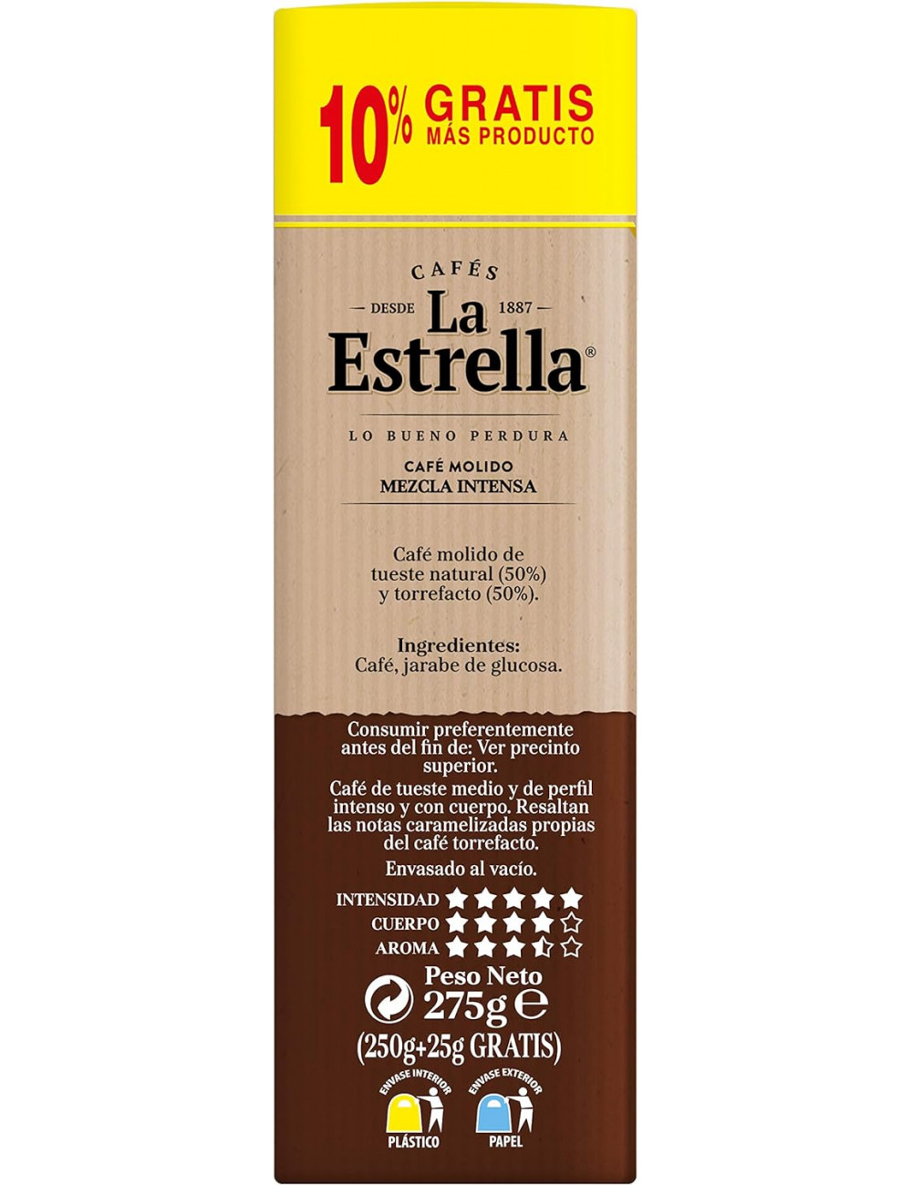 La Estrella Café Molido Mezcla Intensa 250g, 4 paquetes