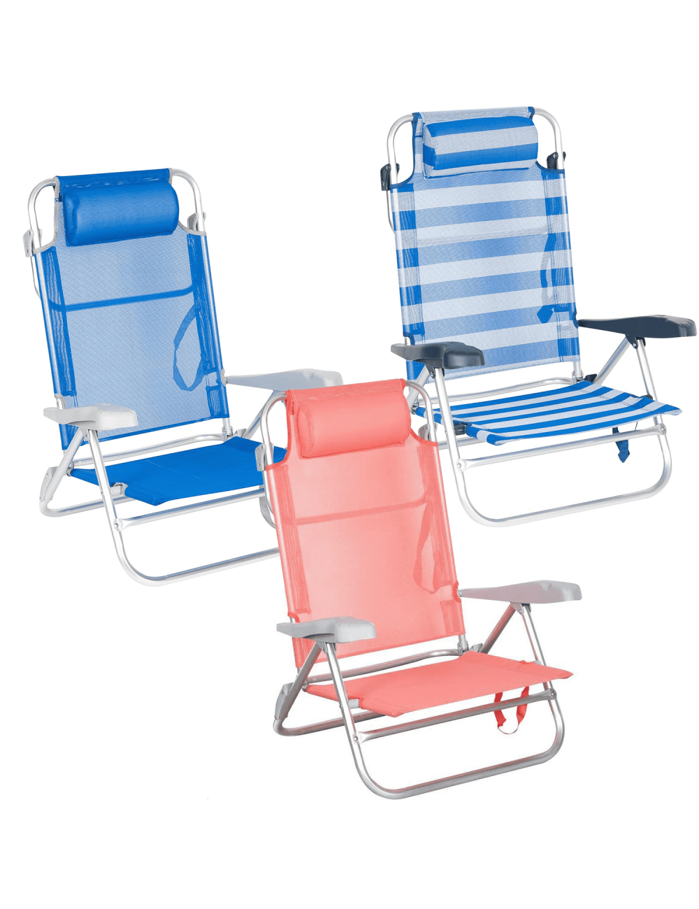 Silla Playa Plegable Reclinable y Resistente, 47x49x82 cm