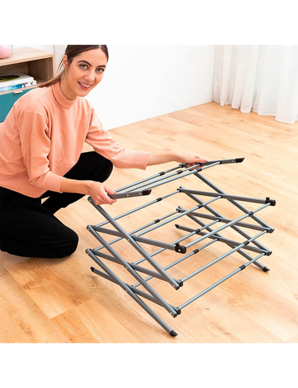 Tendedero Vertical Metálico Plegable con 3 Niveles, Tendedero de Ropa ...