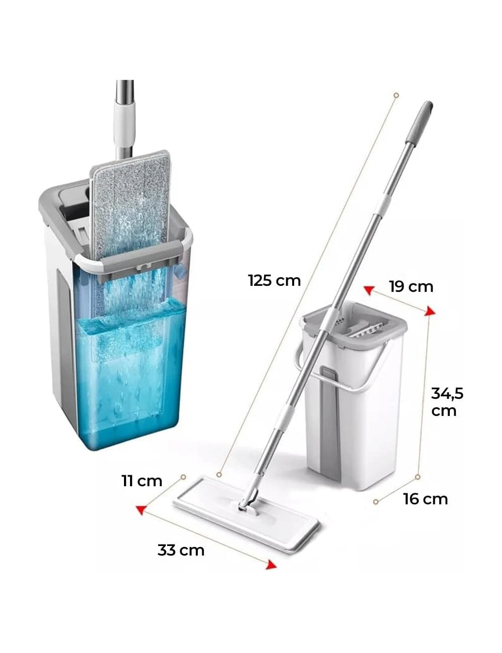 Mopa Cubo Escurridor con Compartimentos, Flexible y Plano con Rotación ...