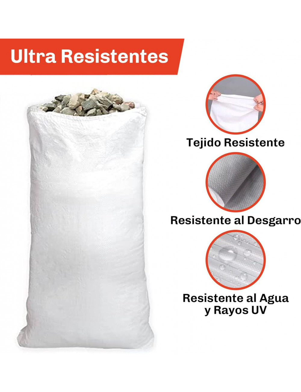 10 Sacos de Rafia Polipropileno de 60 x 100 cm, blanco, saco para ...