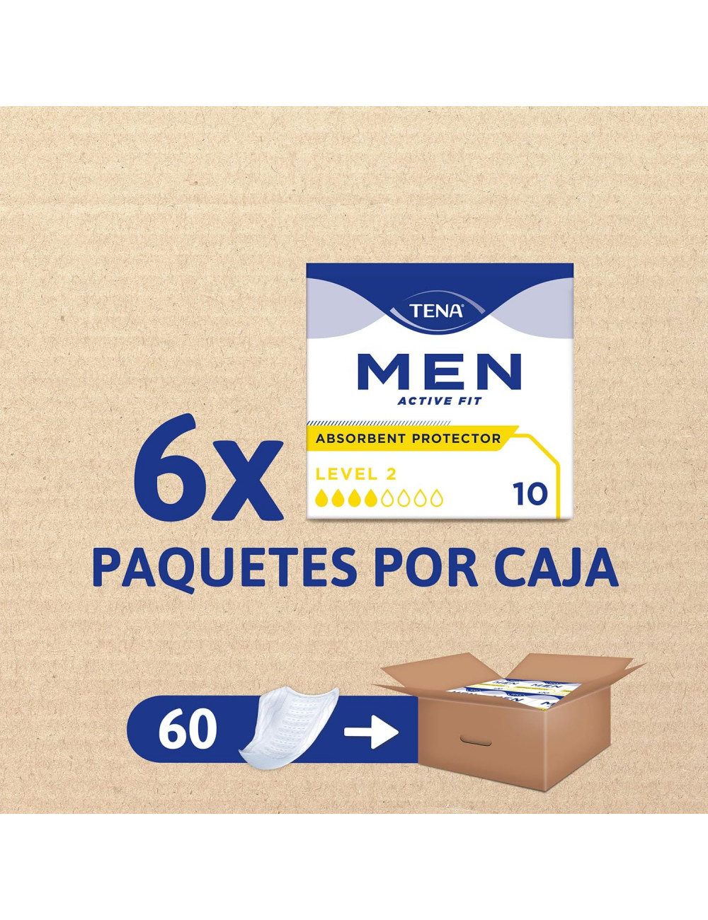 TENA Men Level 2 - 60 Compresas Protectoras y Absorbentes para Hombre ...